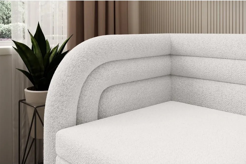 Krémová rozkládací/s úložným prostorem pohovka z textilie bouclé levý roh 223 cm Fabillo – ELTAP