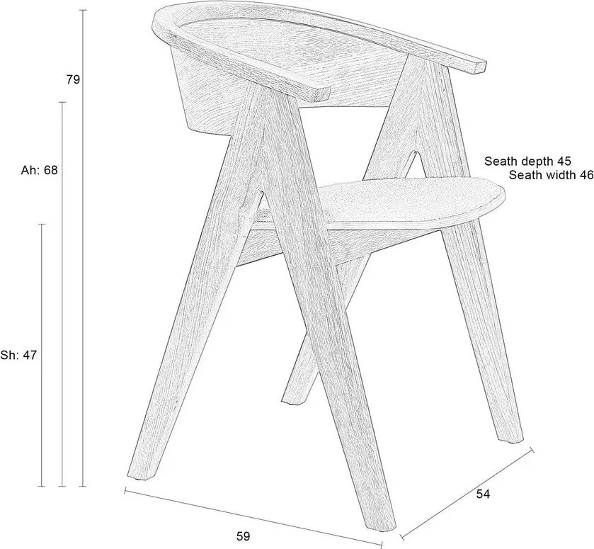 Čalouněné jídelní křeslo s područkami v přírodní barvě NDSM – Zuiver