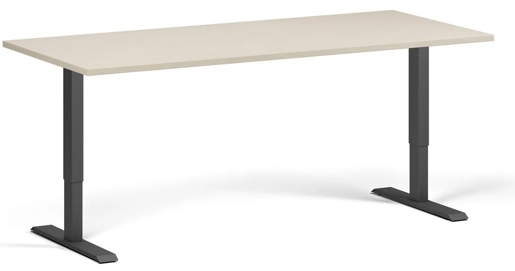 Výškově nastavitelný stůl, 180x80 cm, 1 motor, černá podnož, bříza