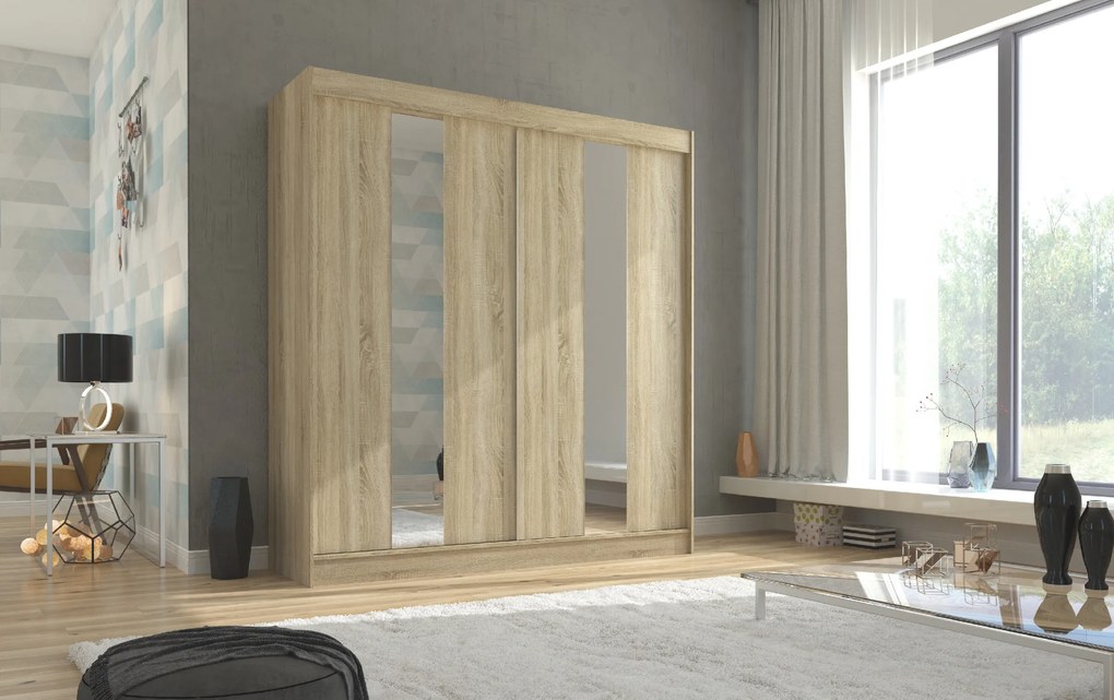 ADRK Furniture Posuvná skříň s zrcadlem BALTON 200 ADRK-SW-BAL-S-200