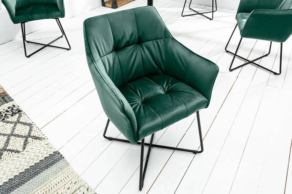 Luxusní jídelní židle s područkami Loft zelená