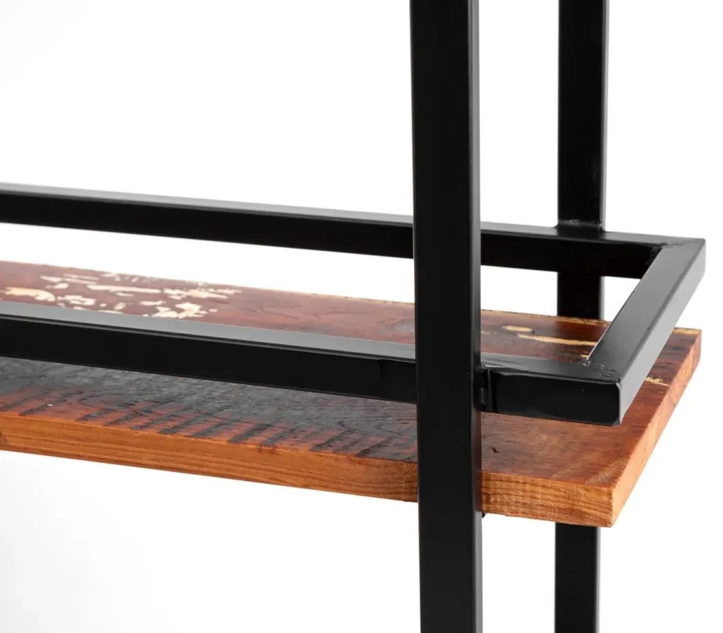 furniture-nabytek.cz - Masivní závěsná police Arvello z kovu a dřeva, lakovaná, hnědá – 120 cm
