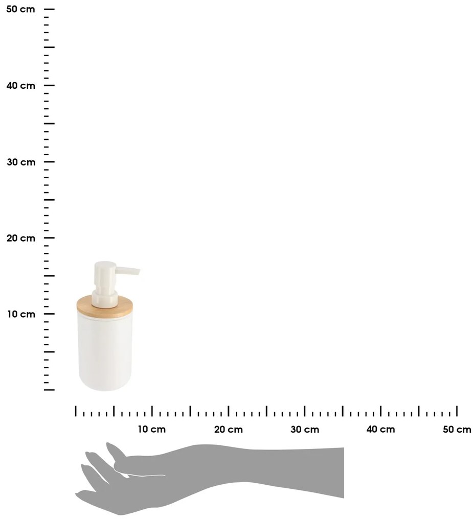 Dávkovač mýdla Besson, bílá/s dřevěnými prvky, 300 ml