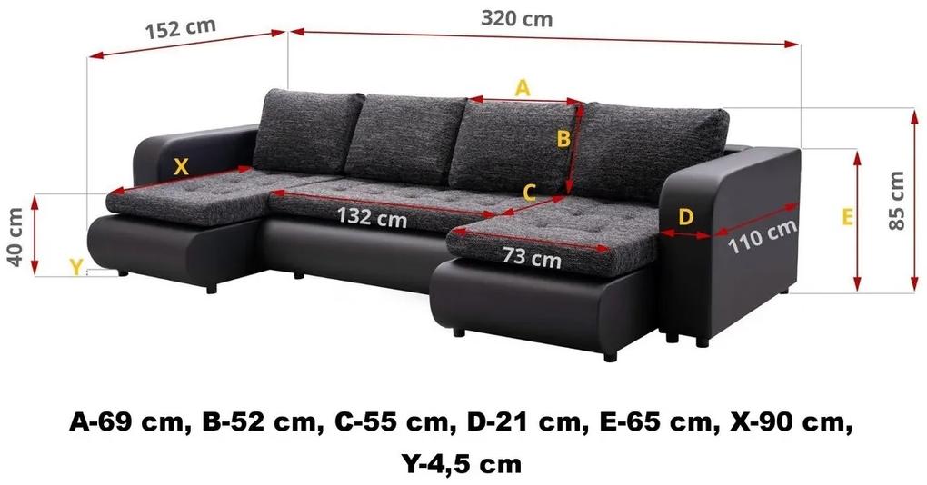 Casarredo - Komfort nábytek Rozkládací sedací souprava do U PETRONELI s úložným prostorem, Soft 11/Lawa 5