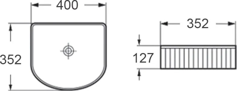 Mexen Grovo, rýhované umyvadlo na desku 40 × 35 cm, černá matná, 22304085