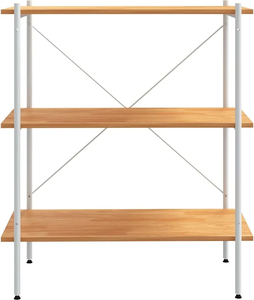 Policový regál se 3 policemi bílý a dub 80 x 40 x 92 cm 336342