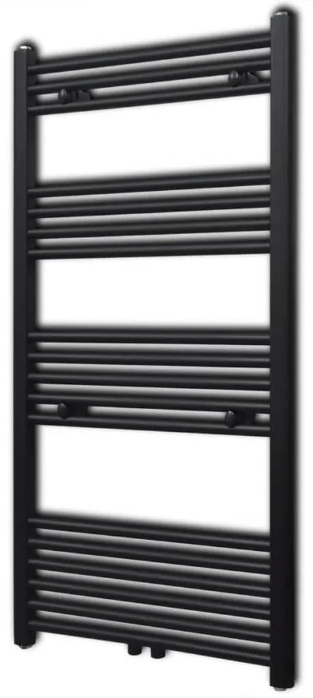 141908 vidaXL Černý žebříkový radiátor na ručníky rovný ústřední topení 600x1160 mm
