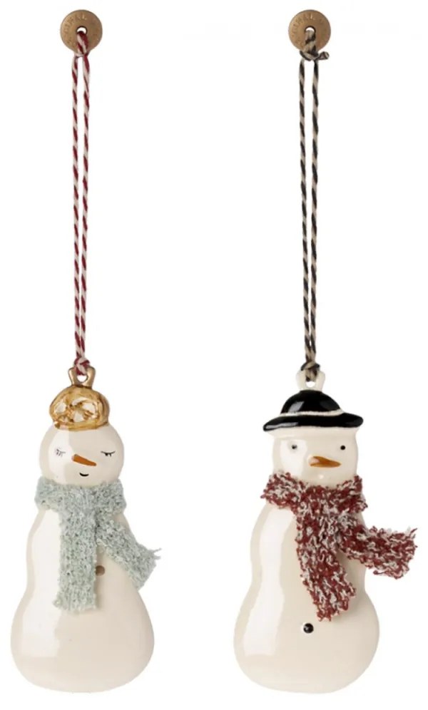 Vánoční plechová ozdoba Snowman - set 2 ks Maileg