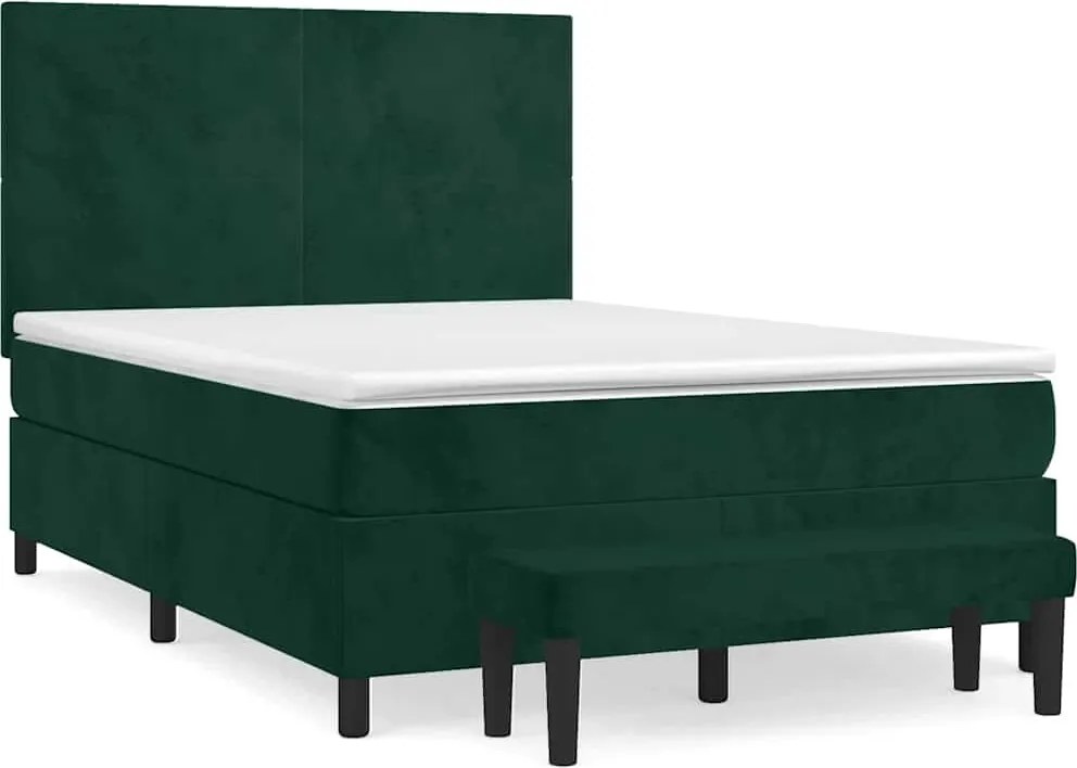 Box spring postel s matrací tmavě zelená 140x190 cm samet 3137722