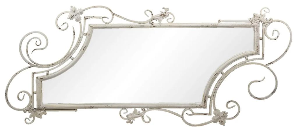 Nástěnné dekorativní vintage zrcadlo v bílém rámu s patinou - 63*3*153 cm