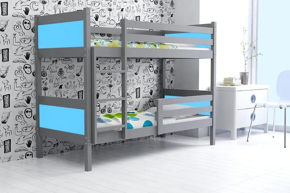 ImportWorld Patrová postel Lívia - 2 osoby, 90x200 bez úložného prostoru – Grafitová, Modrá