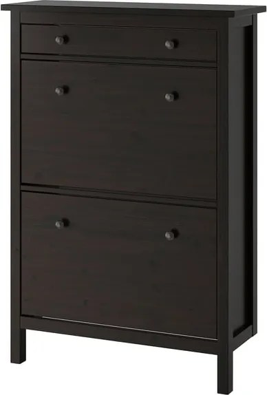 HEMNES Botník se 2 přihrádkami, černohnědá, 89x30x127 cm
