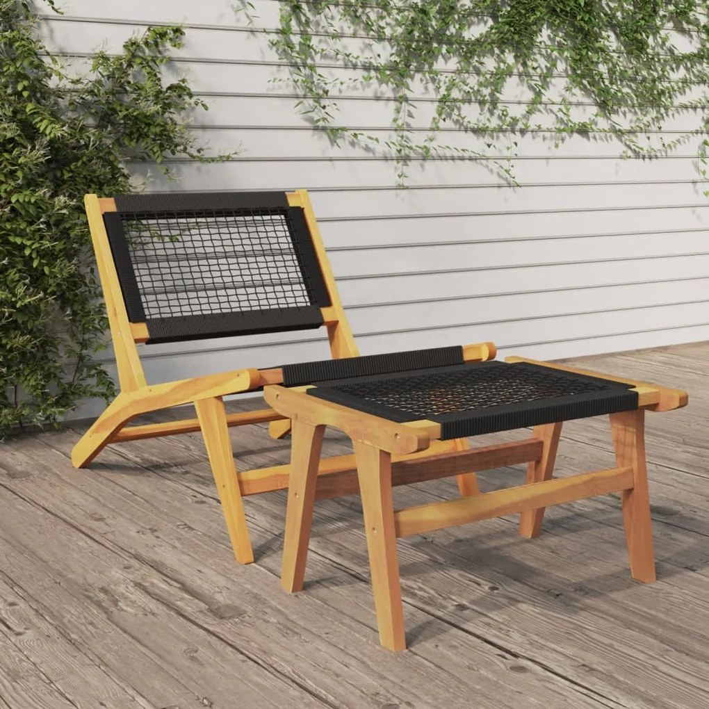 Zahradní židle s podnožkou masivní teakové dřevo a polyester 319155
