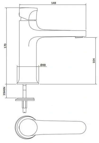 Cersanit Inverto - umyvadlová baterie, zlatá, S951-297