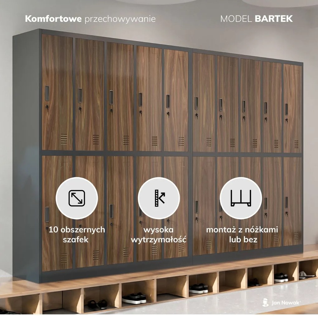Kovová skříň BOZP Bartek: antracitově-červená