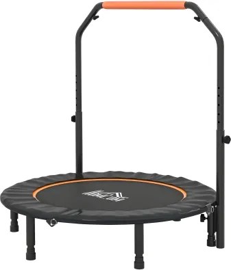 HOMCOM skládací trampolína Ø114 cm s nastavitelné rukojetí ocelový rám pro trénink nohou a celého těla oranžovo-černý
