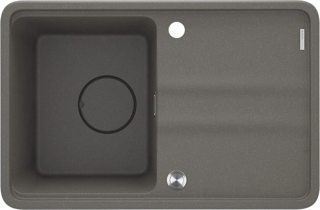 Deante Momi, 1-komorový granitový dřez 670x440x230 mm s úsporným sifonem, antracitová metalíza, DEA-ZKM_T11A