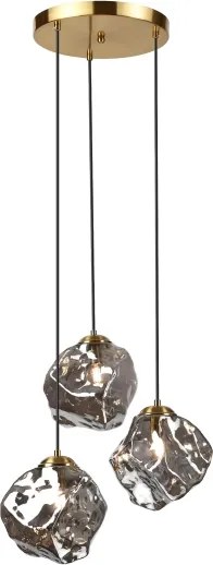Lustr na lanku CRISTAL 3xE14/15W/230V mosaz/kouřová černá