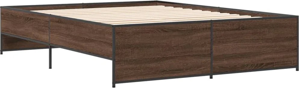 Rám postele hnědý dub 150 x 200 cm kompozitní dřevo a kov 3279886