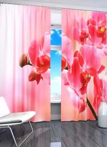 Black out závěsy 3D nebo voálové záclony 3D motiv 2370 Orchidej růžová,  Rozměry Voálové záclony 2x145x260cm | BIANO