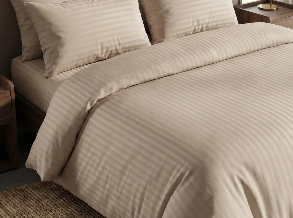 Hotelové povlečení z mikrovlákna JASMINE PURE béžové - proužek 1 cm Rozměr povlečení: 70 x 90 cm | 140 x 200 cm