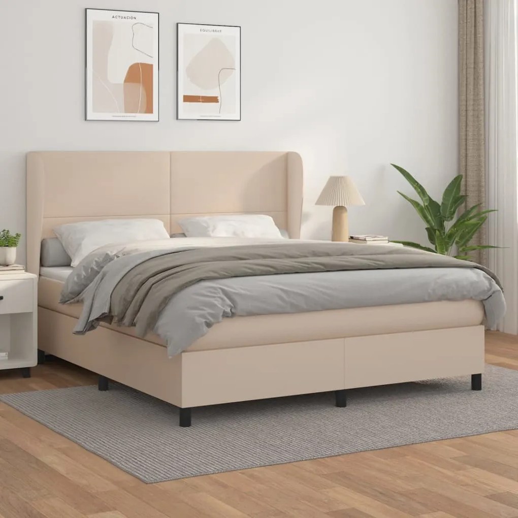 Box spring postel s matrací cappuccino 160x200 cm umělá kůže