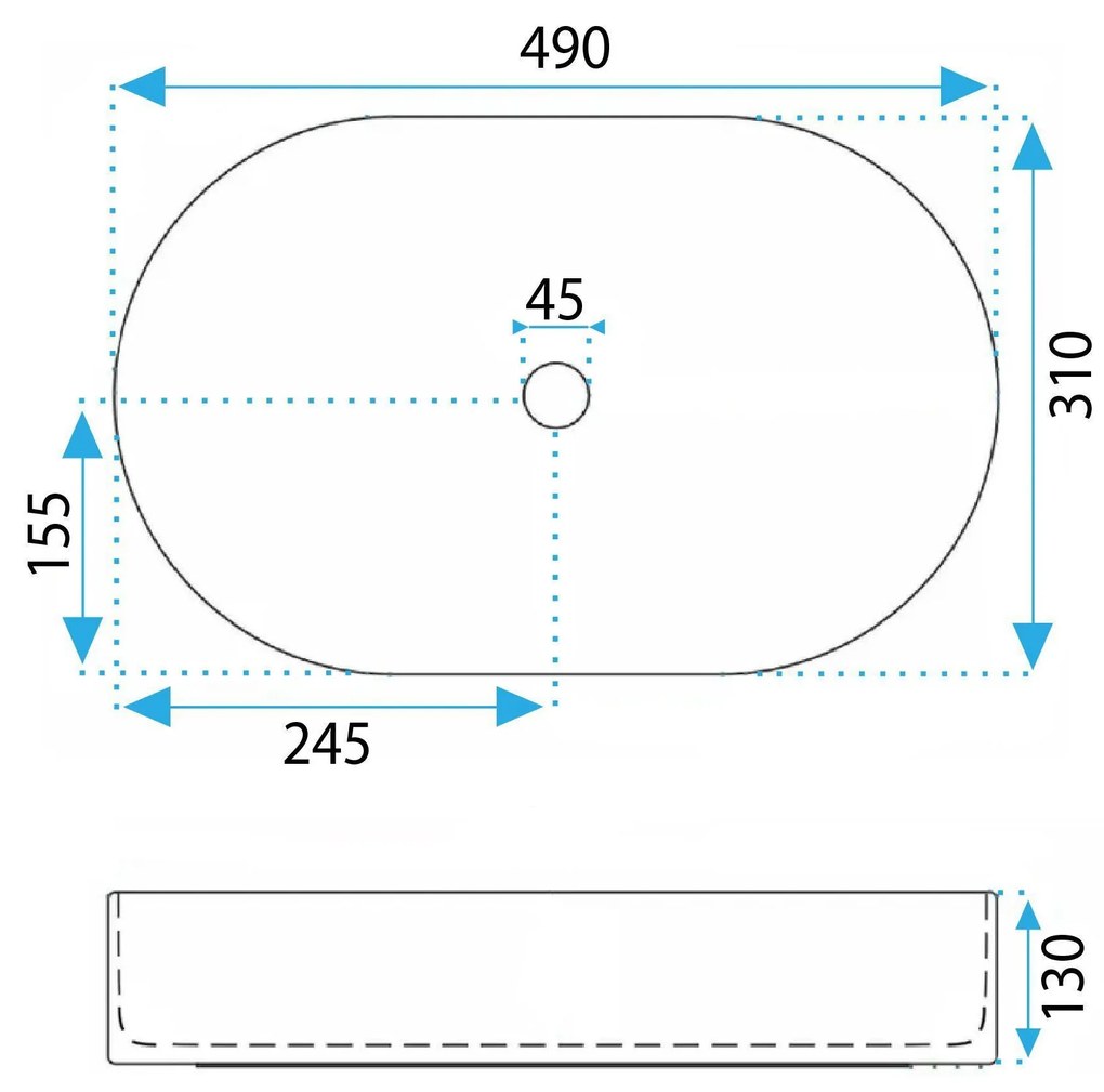 Rea Vanda, umyvadlo na desku 490x310x130 mm, tmavě zelená, REA-U3611