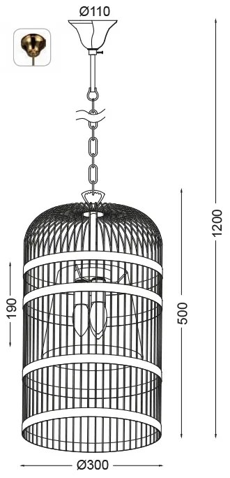 ACA DECOR Závěsné svítidlo HECTOR max. 3x40W/E14/230V/IP20, průměr 30cm