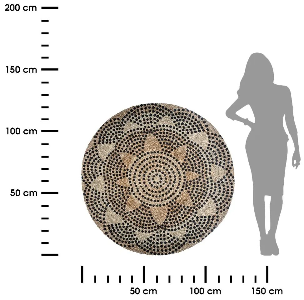 Koberec Ivy, (fi) 120 cm, béžová/černá