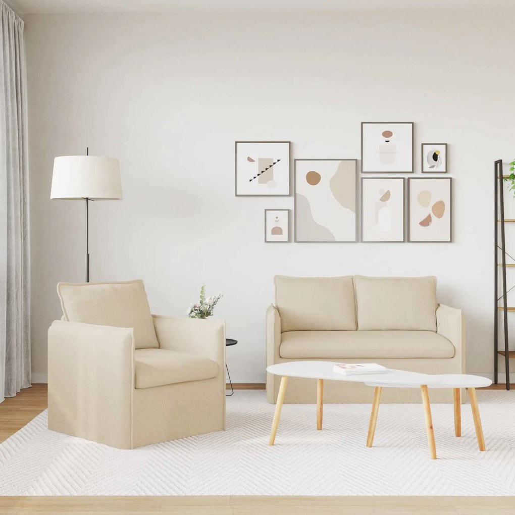 Set pohovek 2 ks Krémová Textil 3407528