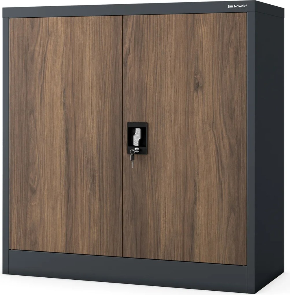 Nízká skříň na spisy a dokumenty, antracit/ořech, 900x930x400 mm: BEATA Eco Design