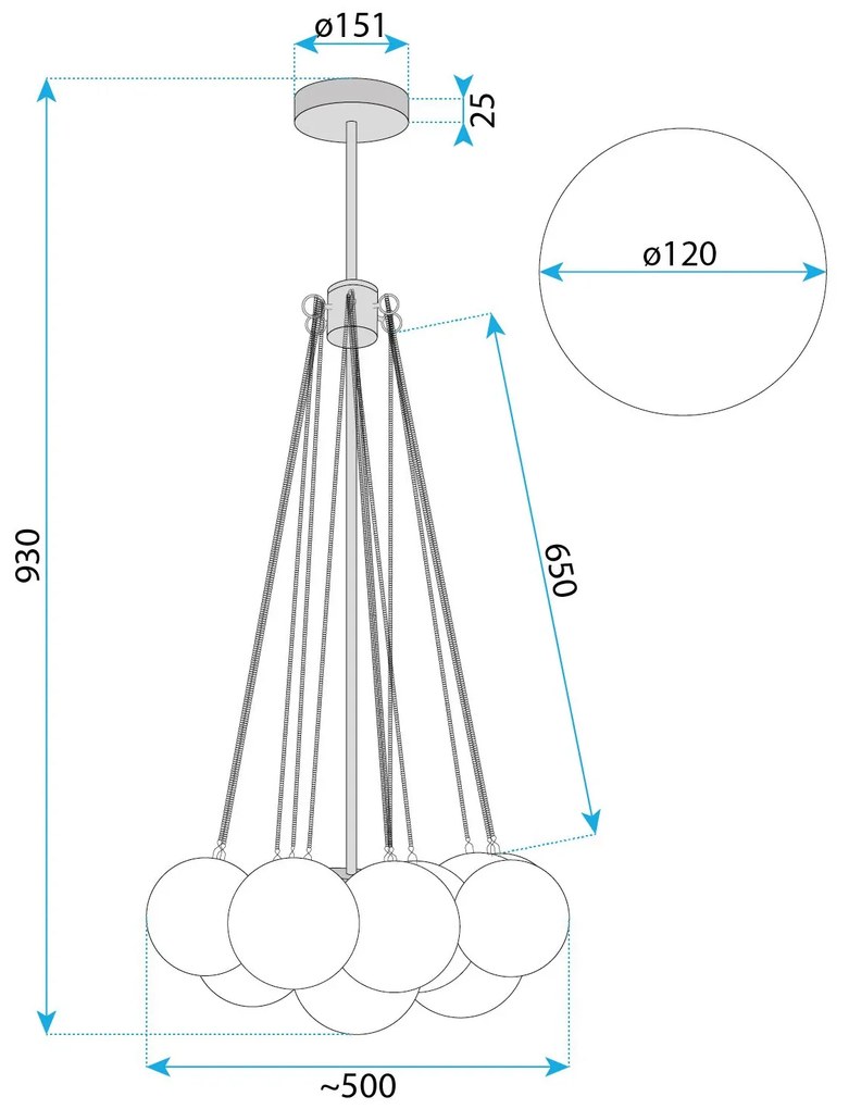Toolight Závěsné osvětlení Modern D18 APP1688-12CP zlaté