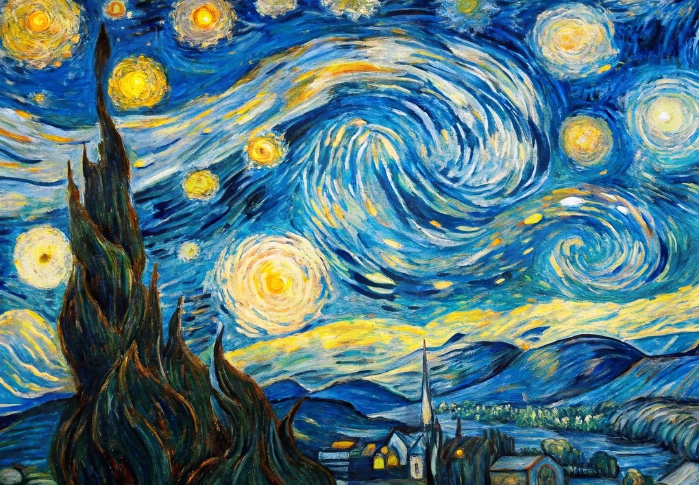 Fototapeta - Hvězdná noc alá Van Gogh (245x170 cm)