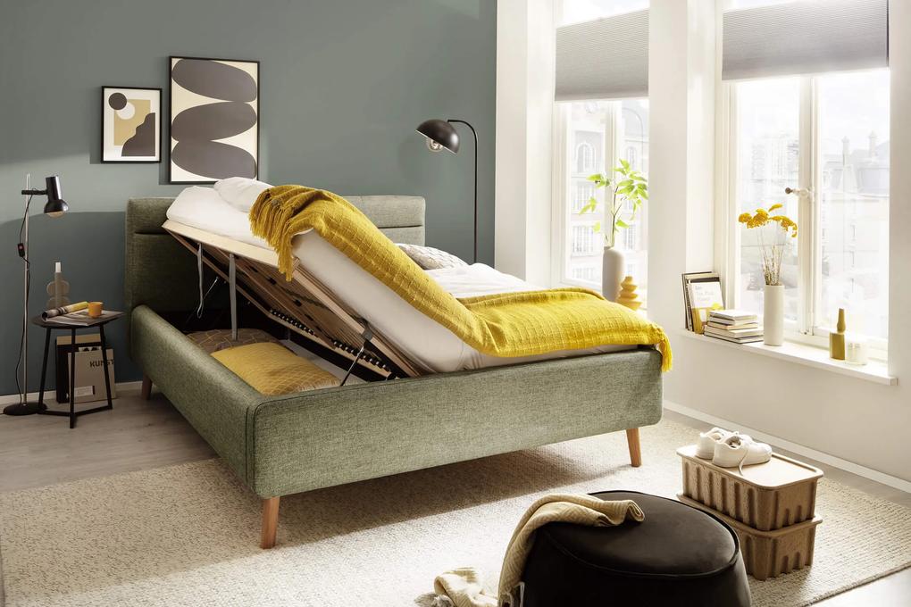 Dvoulůžková postel anika s úložným prostorem 160 x 200 cm zelená MUZZA