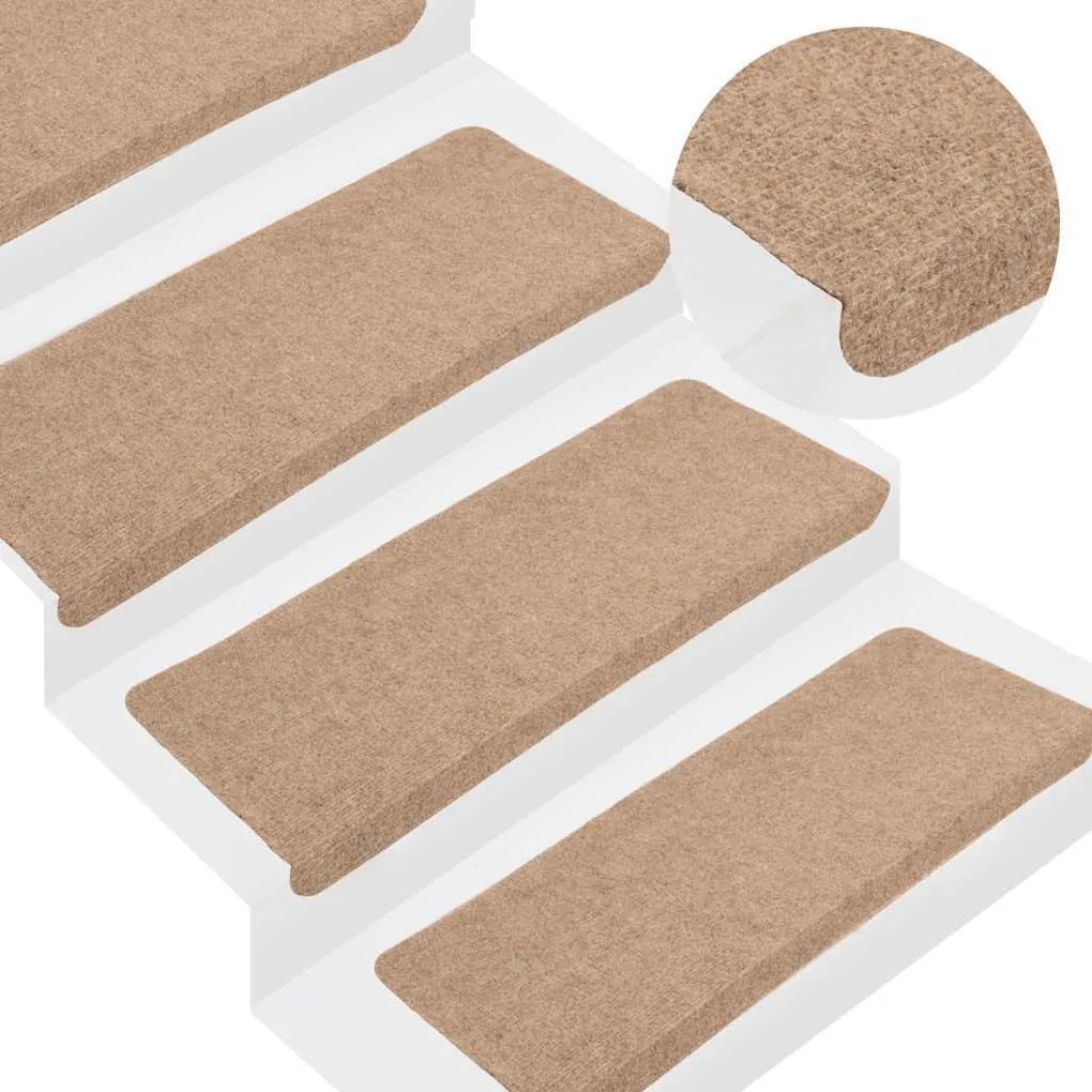 vidaXL Samolepicí nášlapy na schody 15 ks 65x24,5x3,5 cm [343478] Barva: Béžová