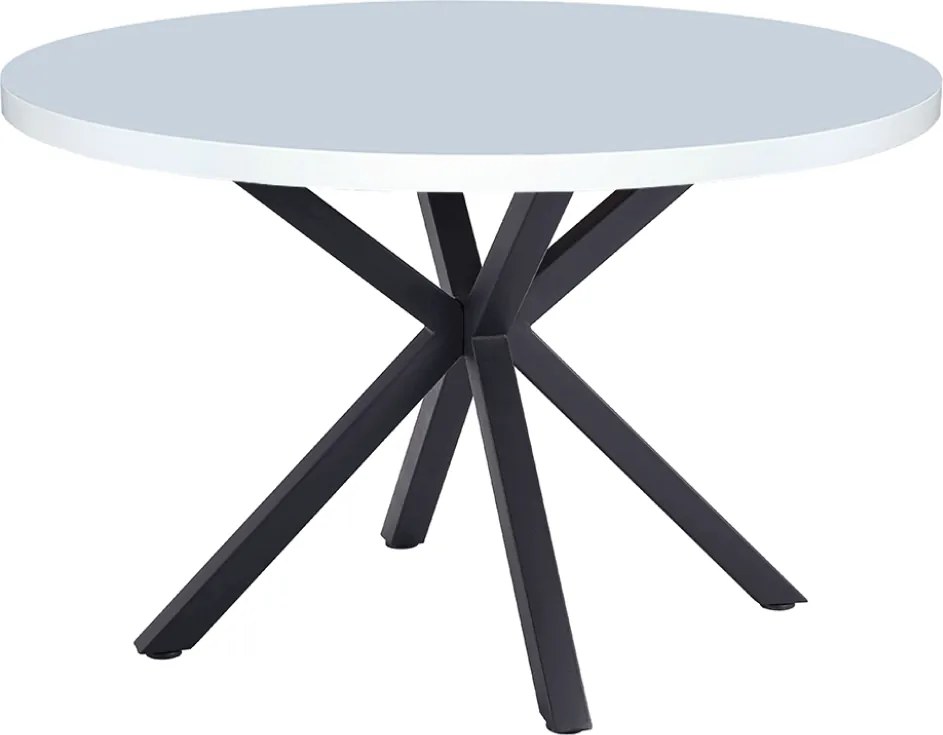 Jídelní stůl, bílá matná/černá, průměr 120 cm, MEDOR