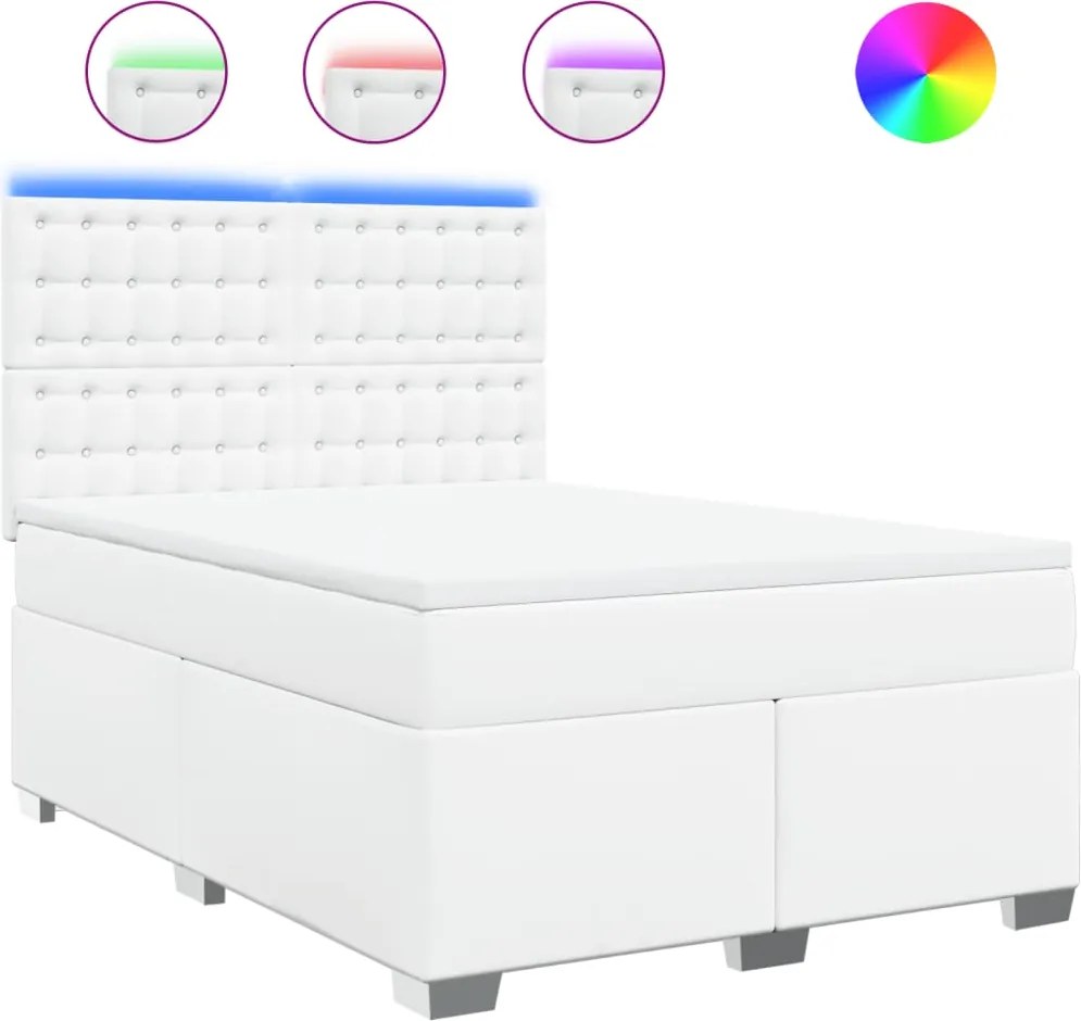 Box spring postel s matrací bílá 140 x 190 cm umělá kůže 3293021