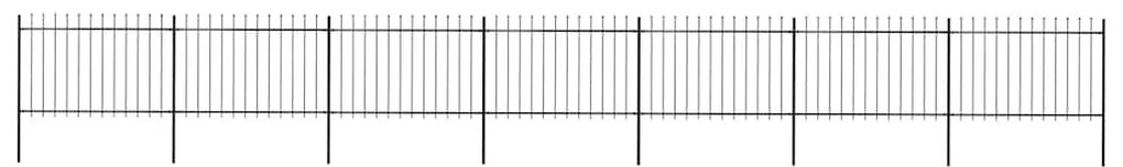 Zahradní plot s kopím nahoře ocelový 1172 x 120 cm černý 277626