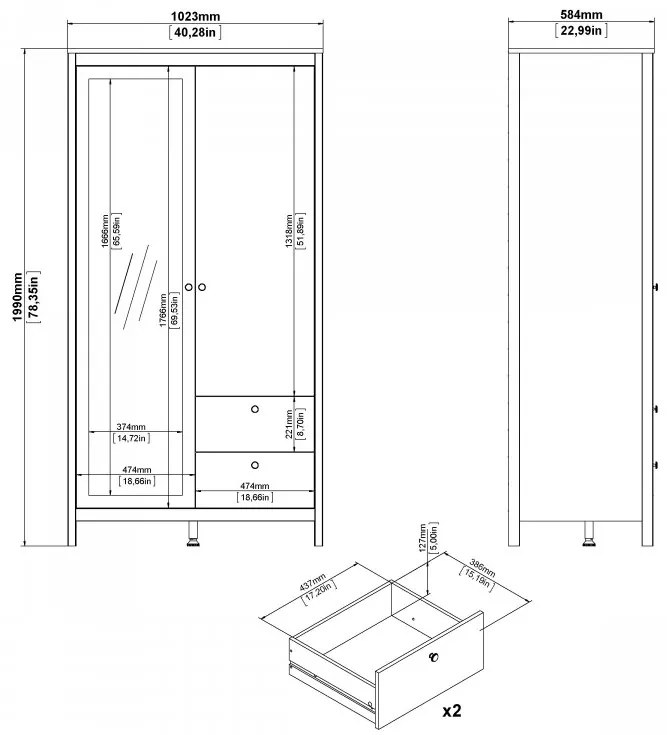 FALCO Skříň Cadiz 58 bílá
