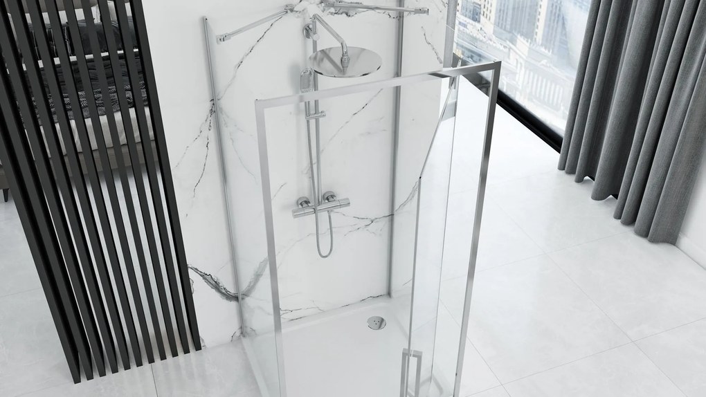 Rea Rapid Swing, 3-stěnový sprchový kout 120 (dveře) x 100 (stěna) x 195 cm, 6mm čiré sklo, chromový profil, KPL-K05756