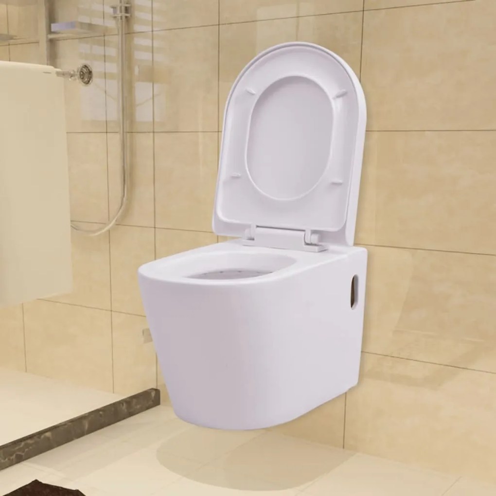 244270 vidaXL Závěsné WC keramické bílé