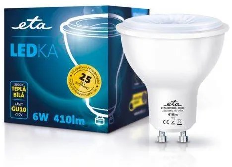 LED Žárovka ETA EKO, GU10, 6W, 3000K, teplá bílá Eta ETA689090006