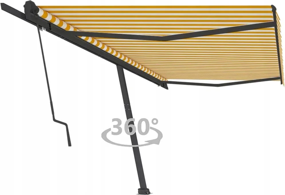 Fionshop 262778274 Volně stojící automatická markýza 500 x 350 cm žlutá/b