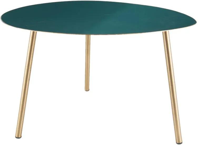 Zelený příruční stolek s pozlacenými nohami Leitmotiv Ovoid, 56 x 50 x 37 cm