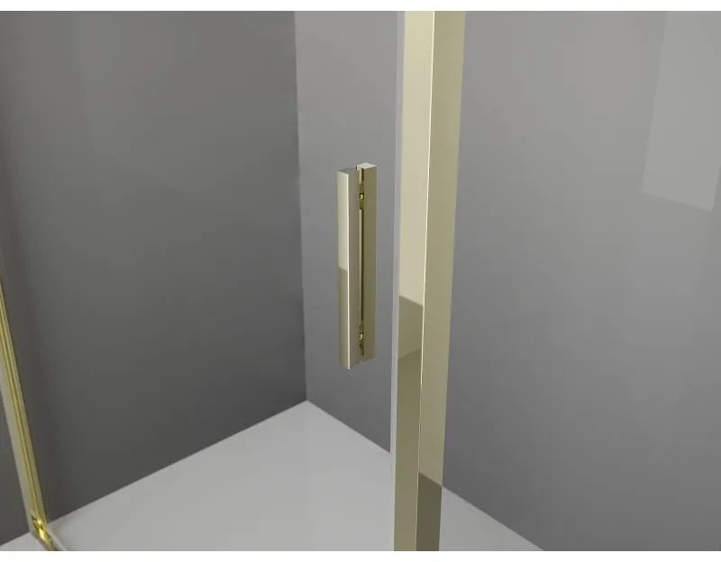 Mexen Exo, pětiúhelníkový výklopný sprchový kout 90 x 90 cm, čiré sklo, zlatá, 812-090-090-50-00