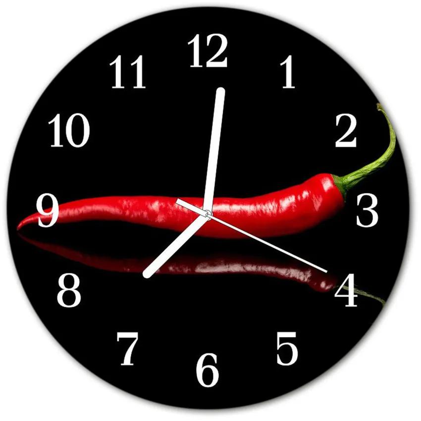 Skleněné hodiny kulaté chilli fi 30 cm