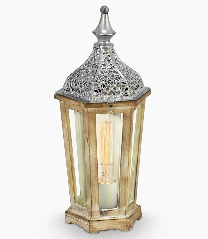 EGLO Stolní lampička Vintage KINGHORN Eglo 49277 stříbrná