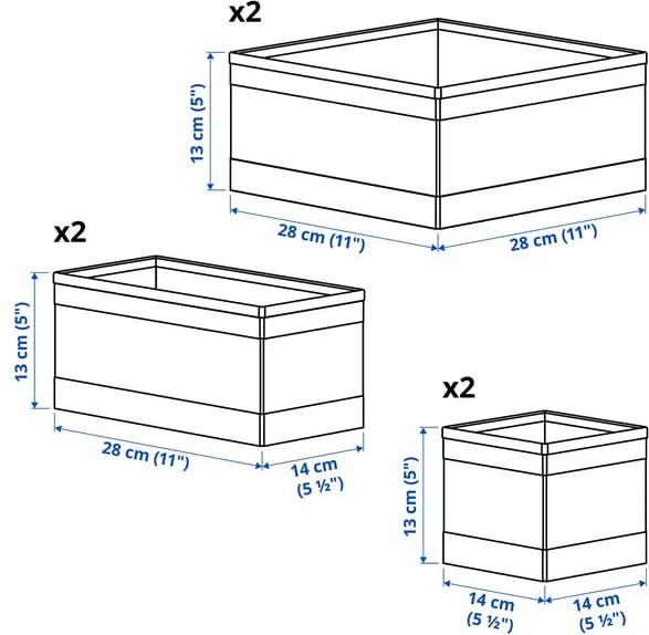 SKUBB Krabice, sada 6 ks, fialová