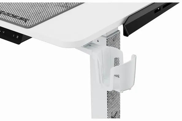Lama Plus Herní stůl ULTRADESK WINGER – 111x155x60 cm, elektricky nastavitelná výška, RGB podsvícení, bílá