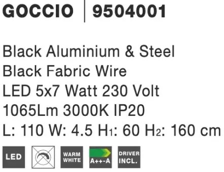 LED lustr Goccio 110 černá